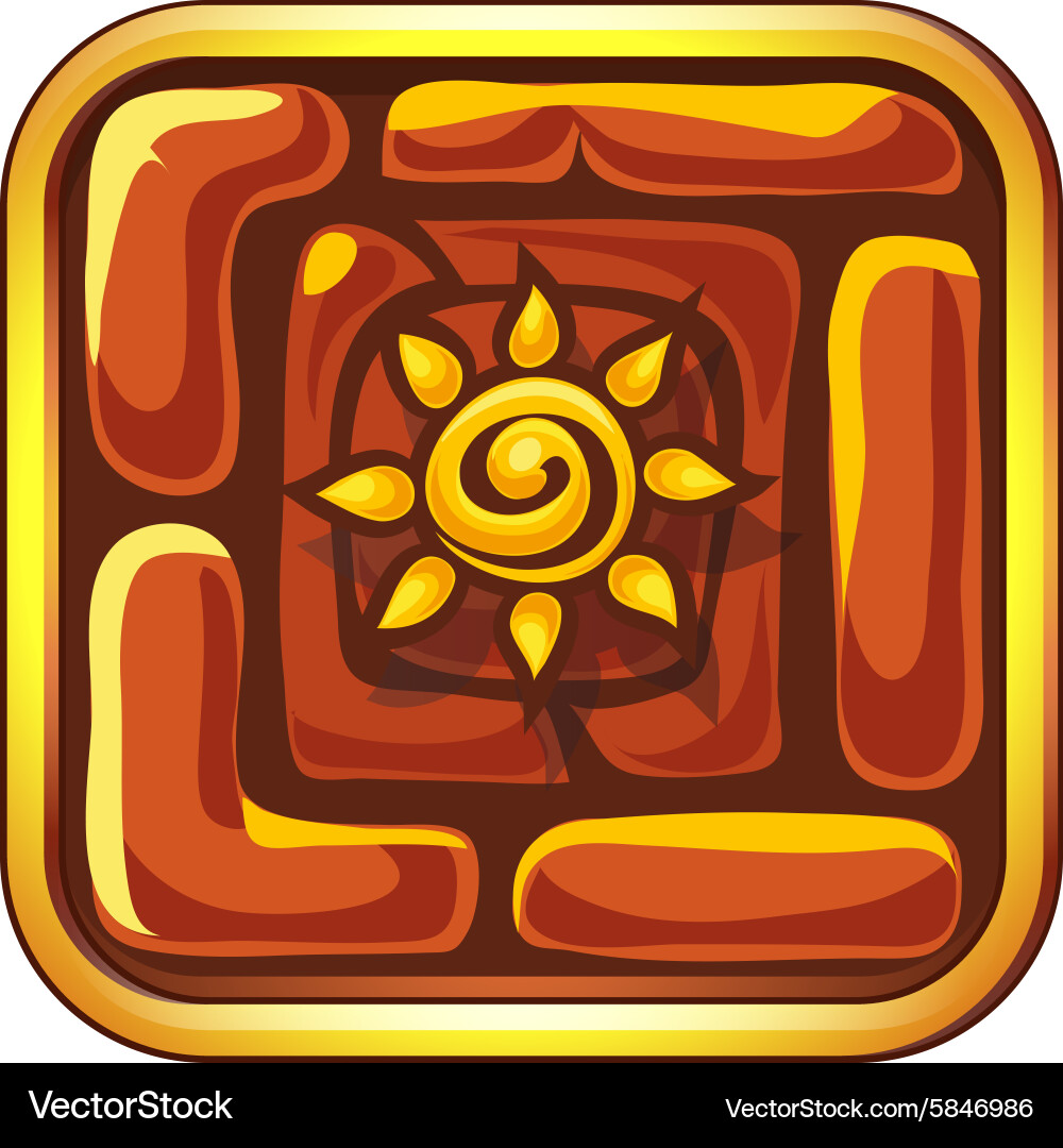 Icon of bricks and sun symbol to computer game Vector Image