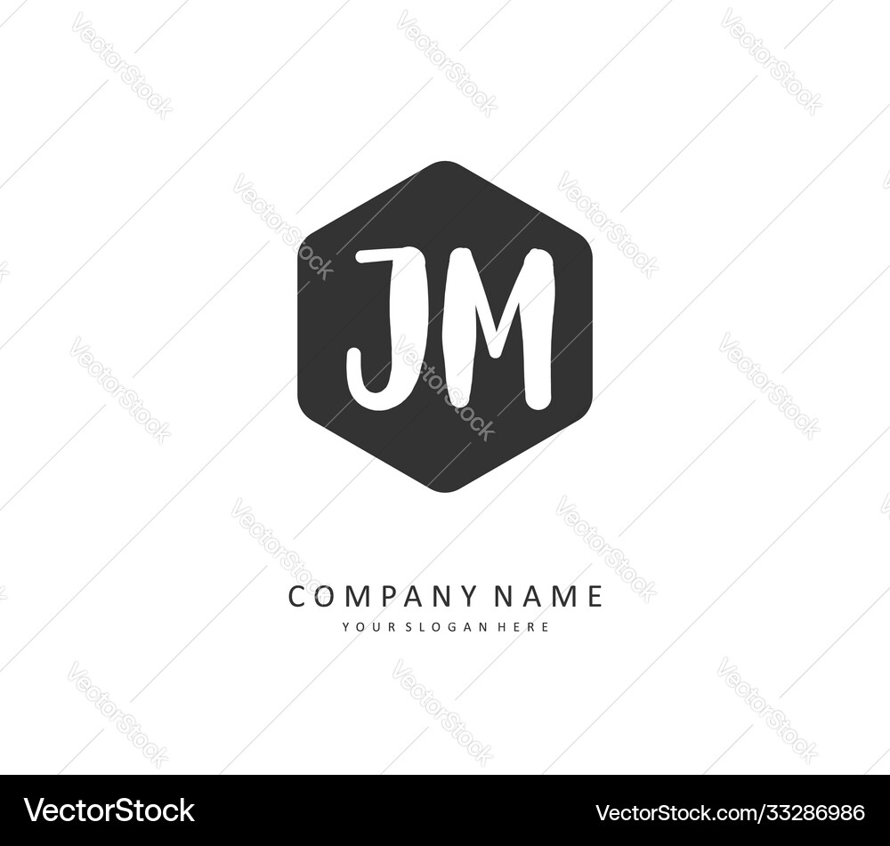 J m jm initial letter handwriting and signature Vector Image