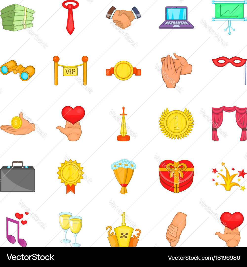 Luck icons set cartoon style Royalty Free Vector Image