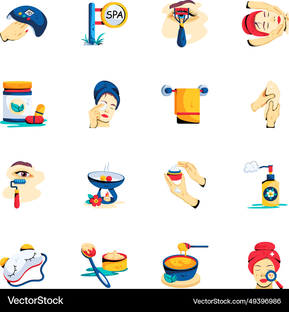 Modern collection of spa flat icons Royalty Free Vector