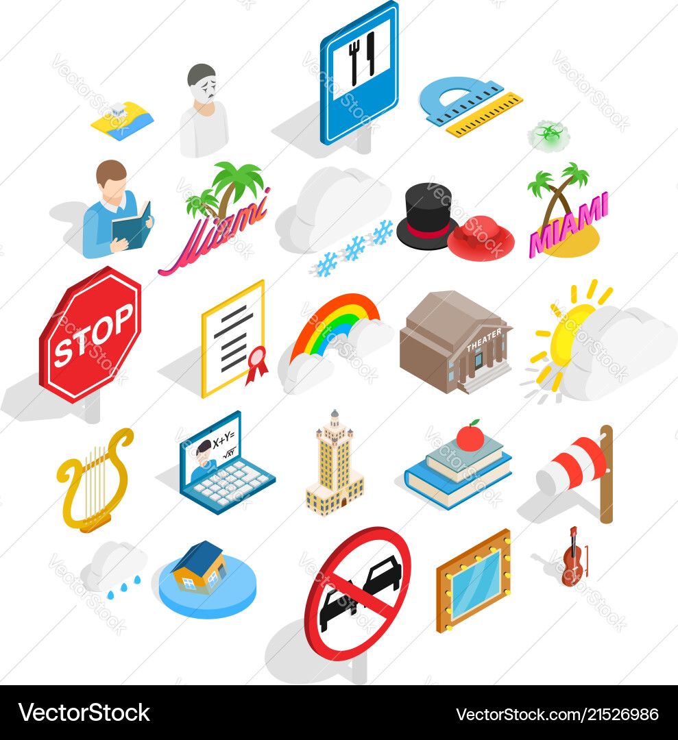 Personality icons set isometric style Royalty Free Vector