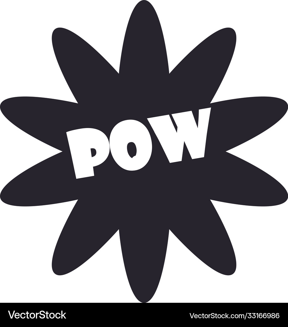 Slang bubbles flower sticker pow word over white Vector Image