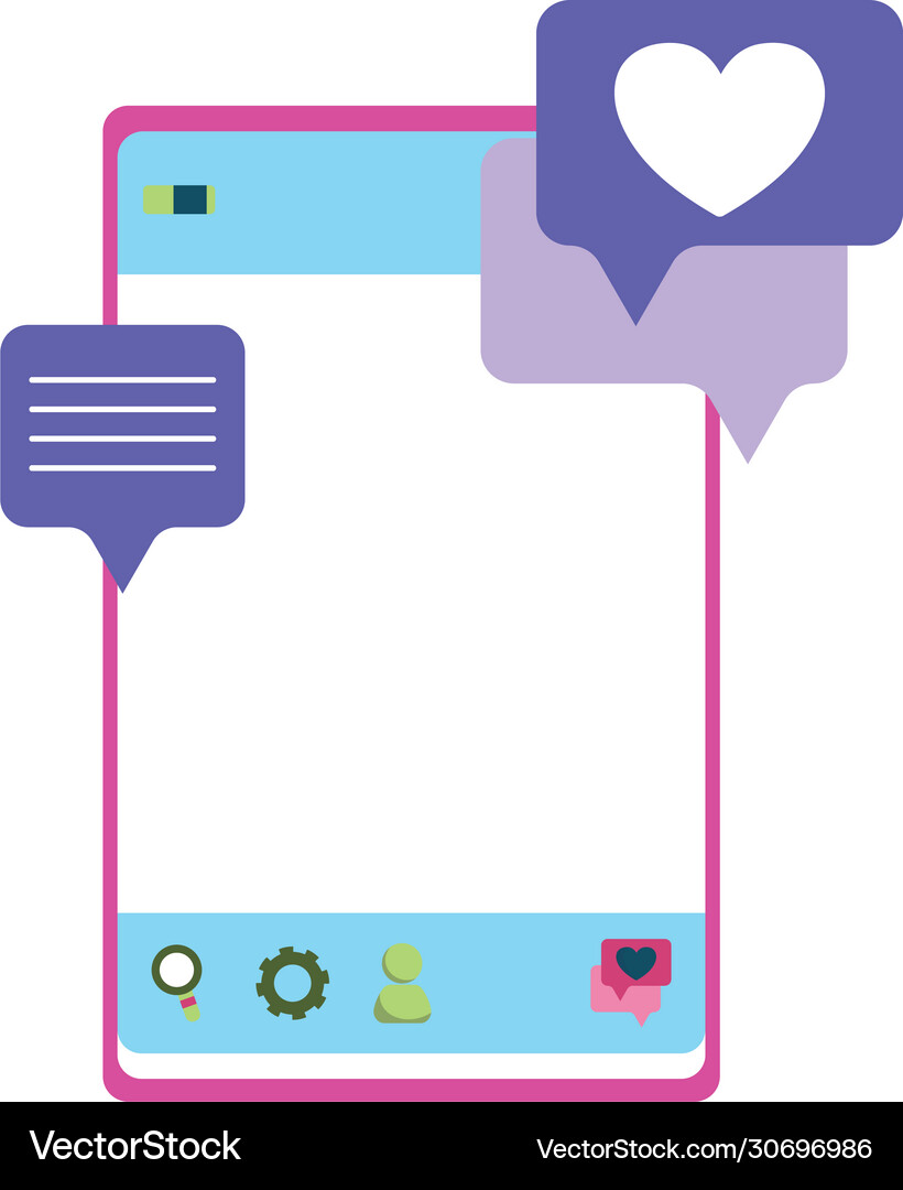 Smartphone chatting love heart romantic isolated Vector Image