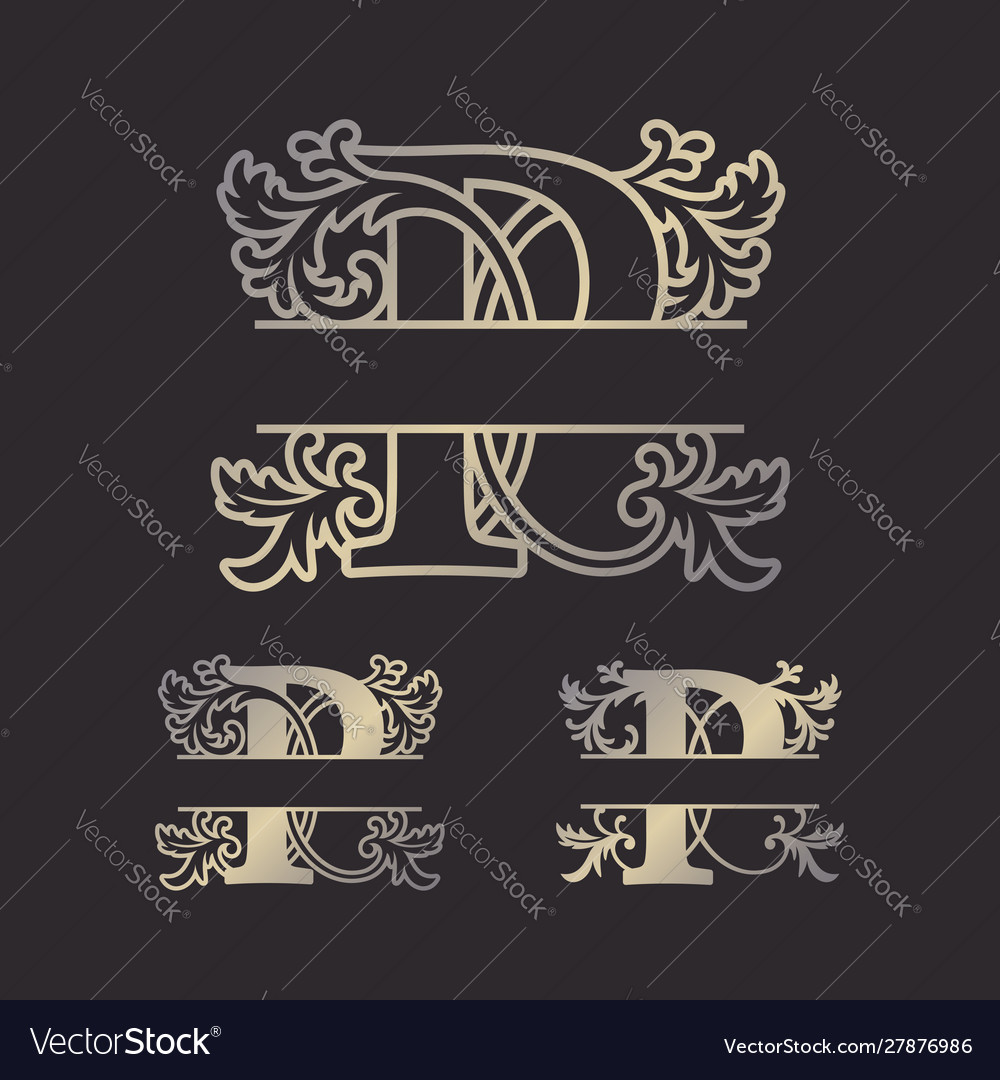 Split letters split monogram font split alphabet Vector Image