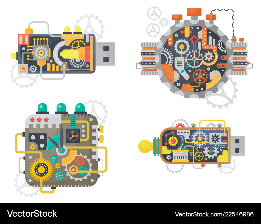 Steampunk vintage clock watches face Royalty Free Vector
