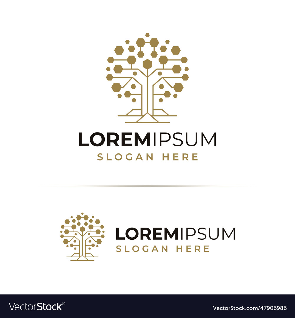 Tree tech network connection creative logo Vector Image