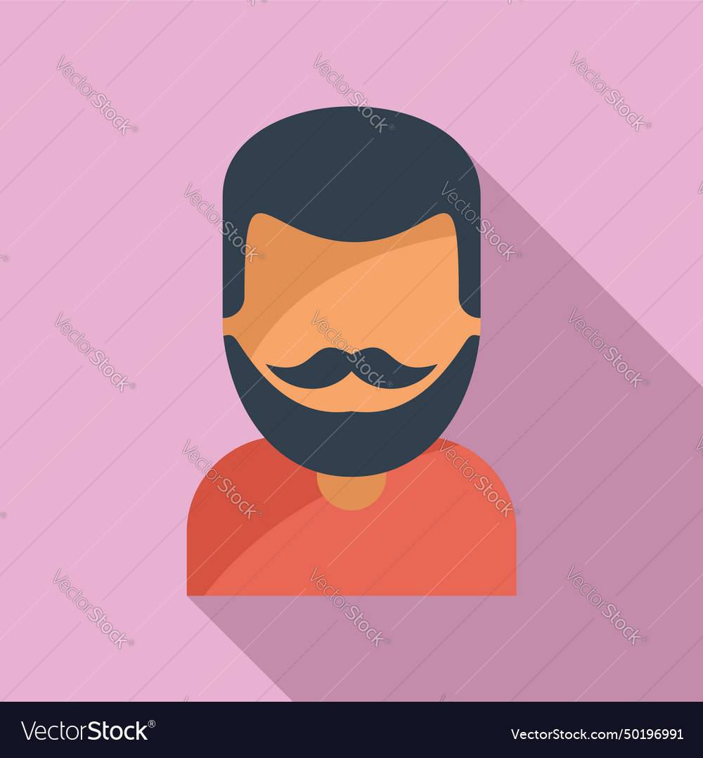 Aged man mustache icon flat beard style Royalty Free Vector Aged man mustache icon flat beard style Royalty Free Vector