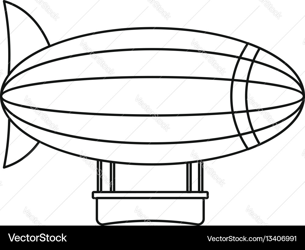 Blimp aircraft flying icon outline style Vector Image