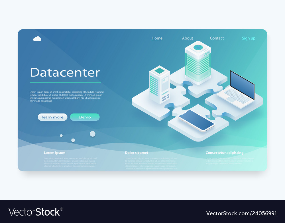 Datacenter Hosting Server Or Data Center Concept Vector Image