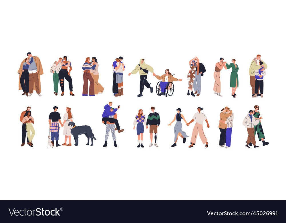 Different love couples set romantic relationships Vector Image Different love couples set romantic relationships Vector Image