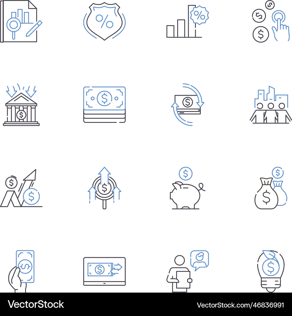 Financial group line icons collection wealth Vector Image