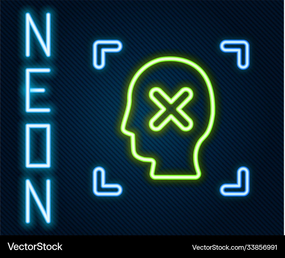 Glowing neon line rejection face recognition icon Vector Image