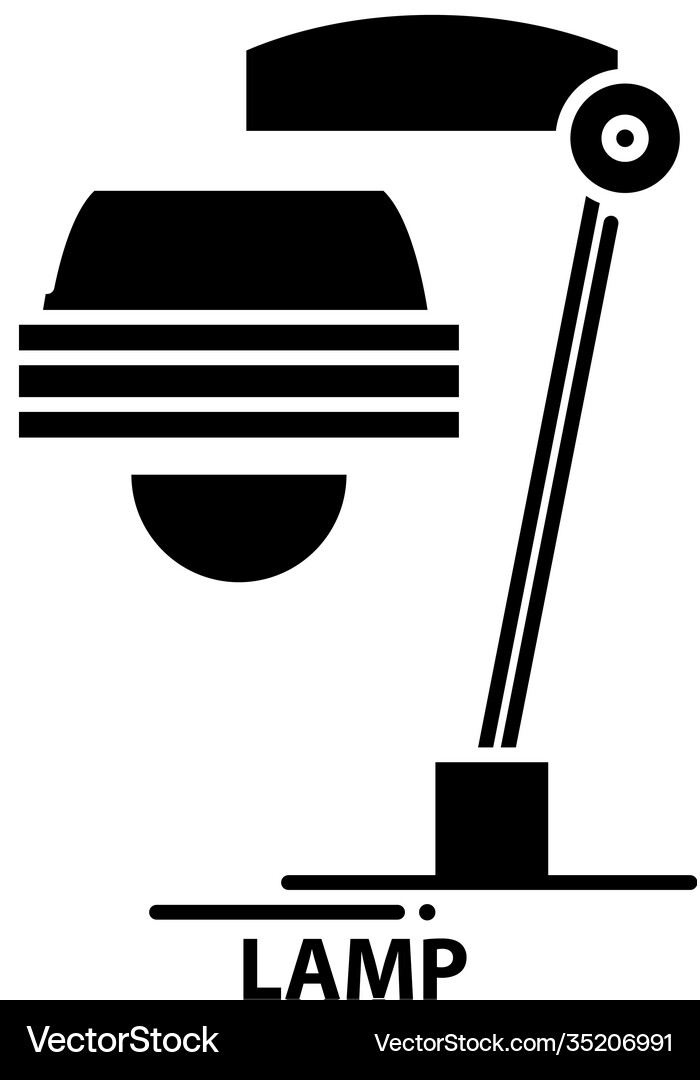 Lamp icon black sign with editable strokes Vector Image