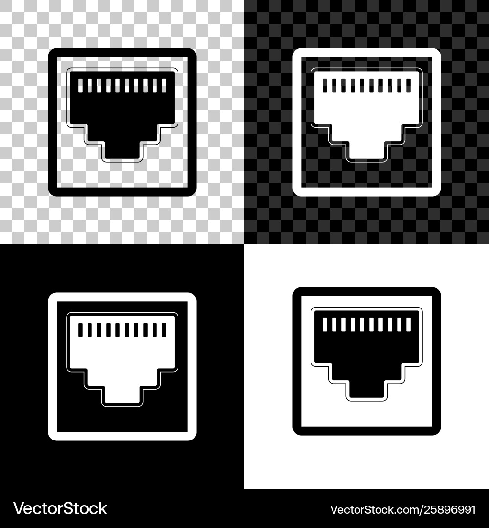 Network port - cable socket icon isolated on black