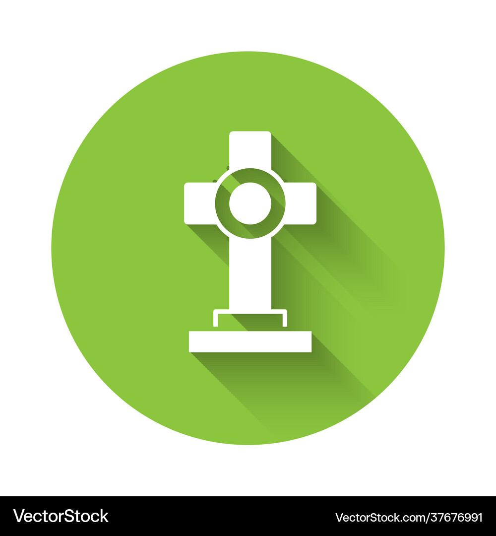 White grave with cross icon isolated with long Vector Image