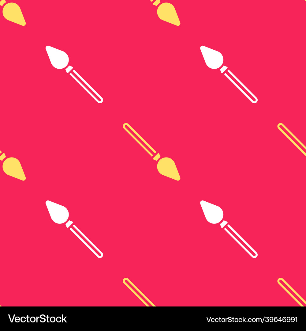 Yellow handle broom icon isolated seamless pattern