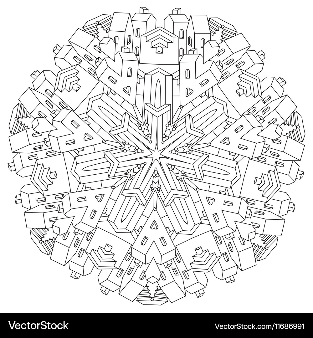 Zen art outline city Royalty Free Vector Image