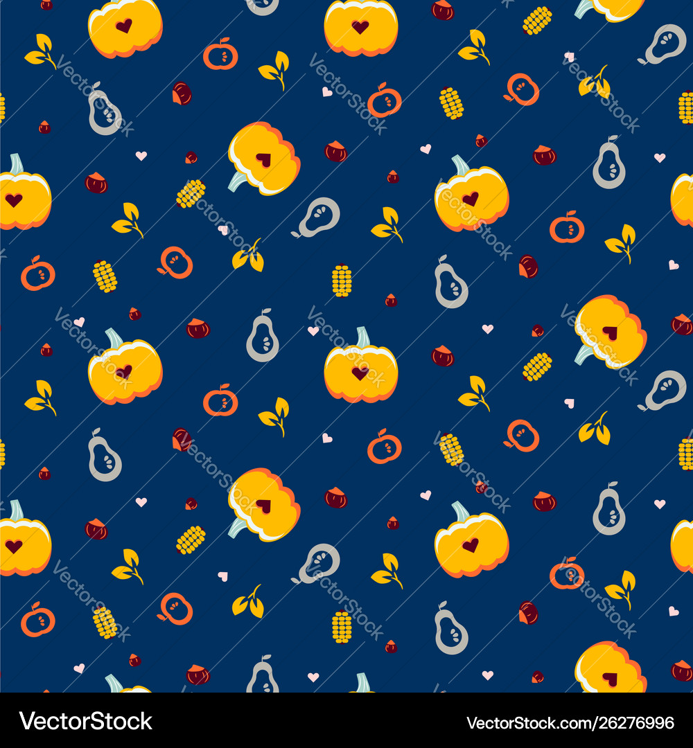 Autumn thanksgiving pattern with pumpkins and corn