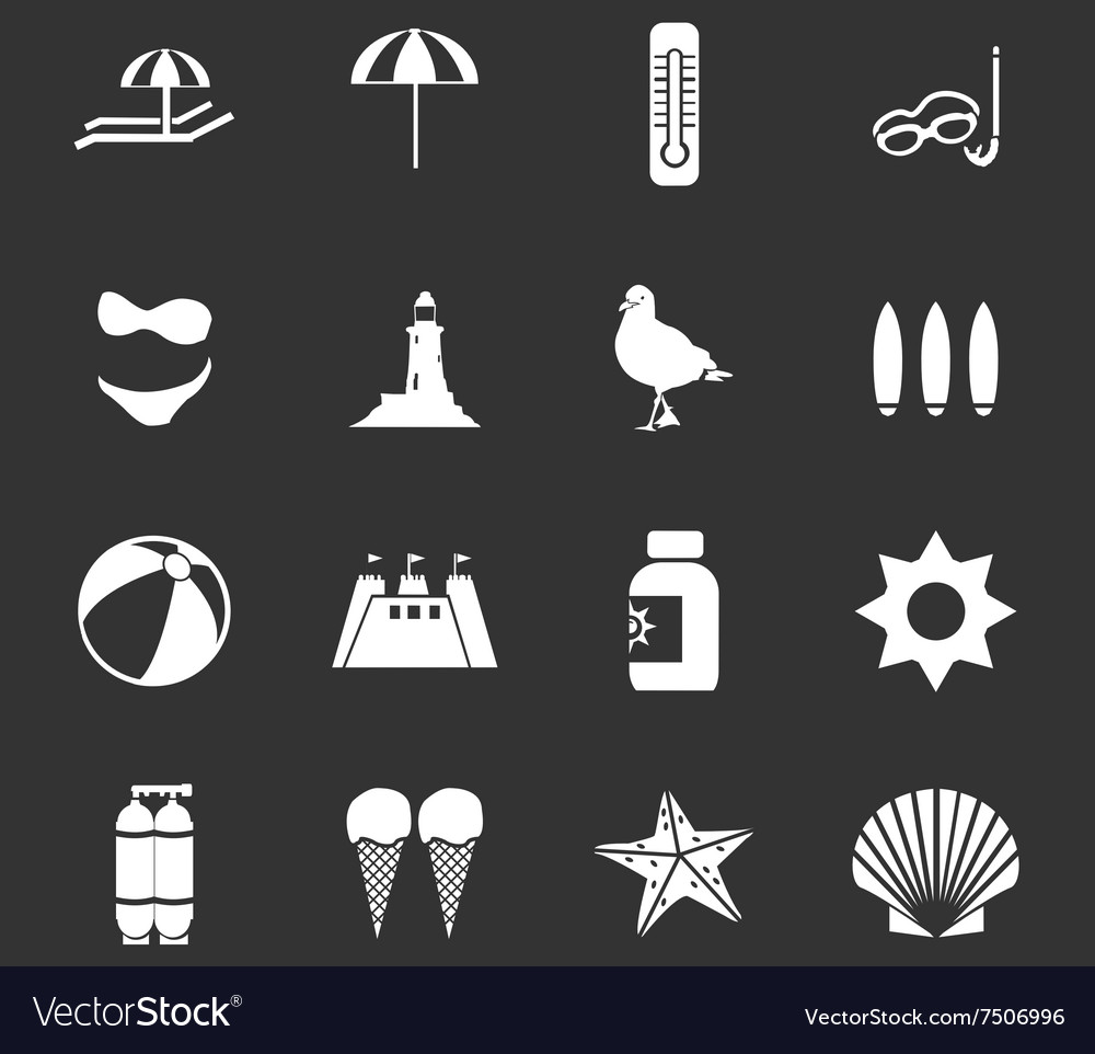 Beach icon set Royalty Free Vector Image - VectorStock