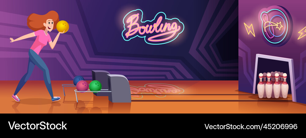 Bowling background people in club playing Vector Image