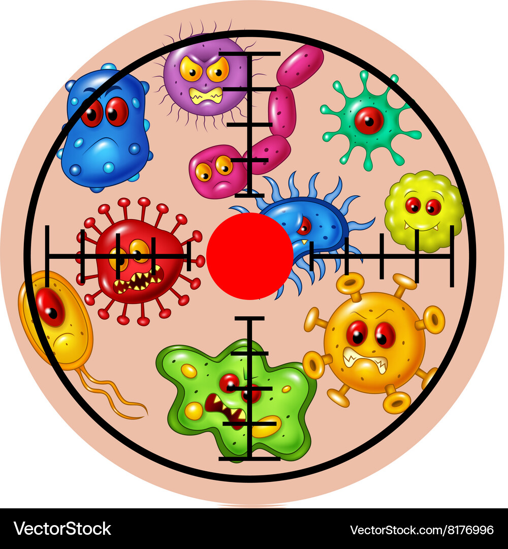 Cartoon of stop virus Royalty Free Vector Image
