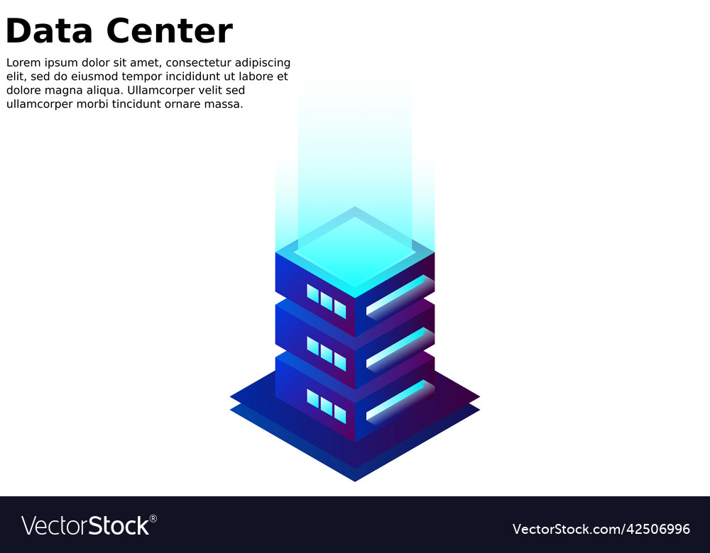Datacenter Isometric Abstract 3d Hosting Server Vector Image