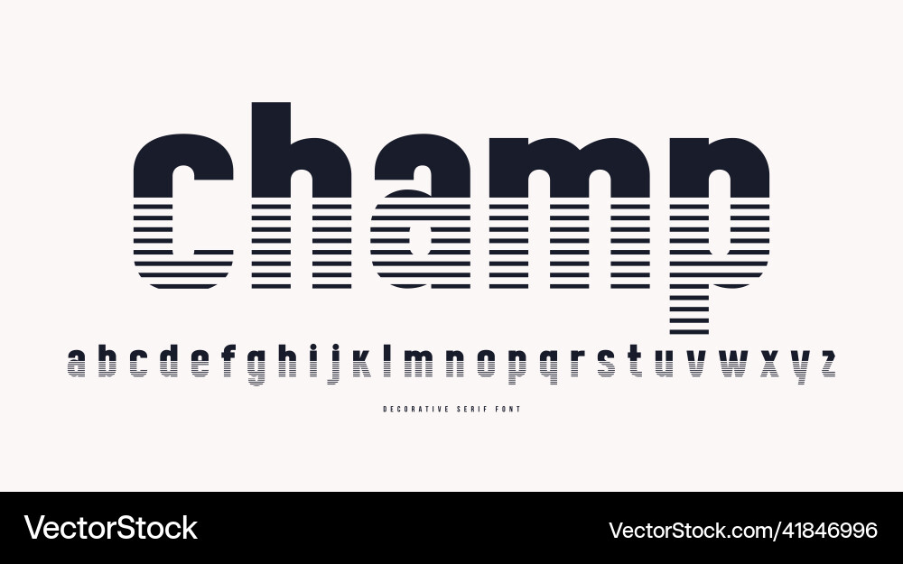 Decorative sans serif font with striped decor Vector Image