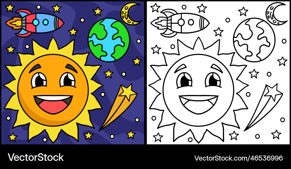 Sun And Moon Together Coloring Pages