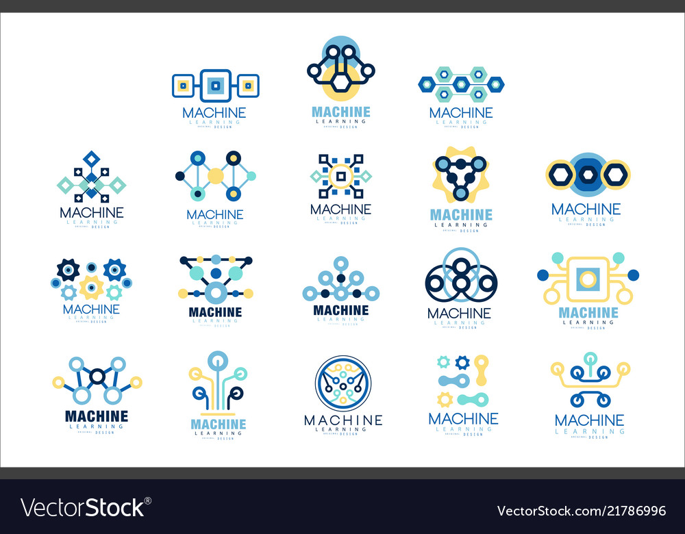 Learning machine label original design set Vector Image