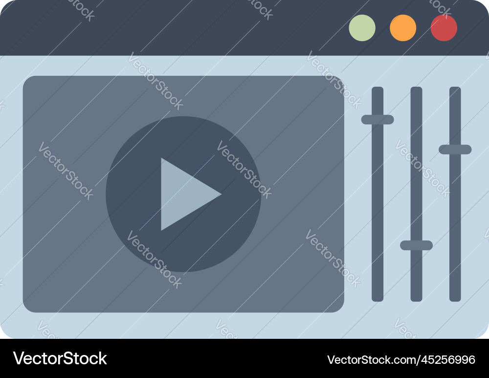 Online video edit icon flat film editor Royalty Free Vector