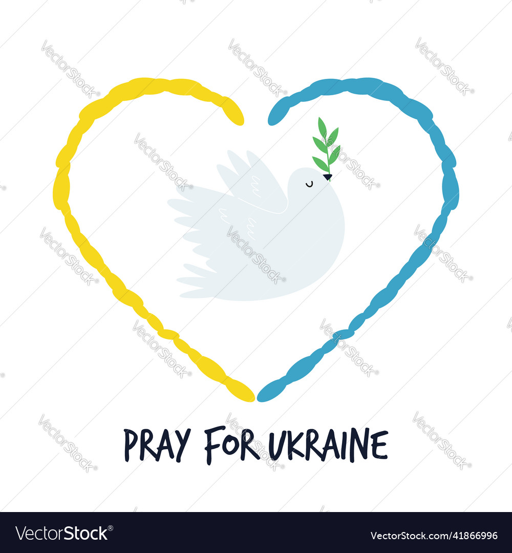 Pray for ukraine dove Royalty Free Vector Image
