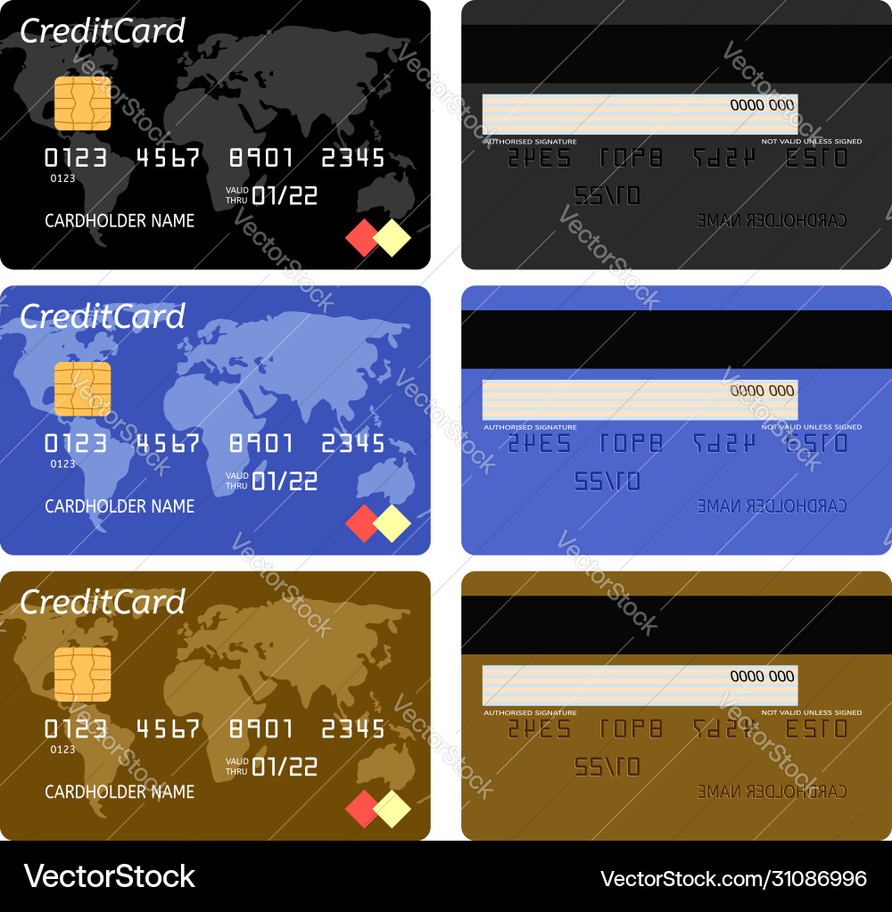 Realistic bank credit card template Royalty Free Vector