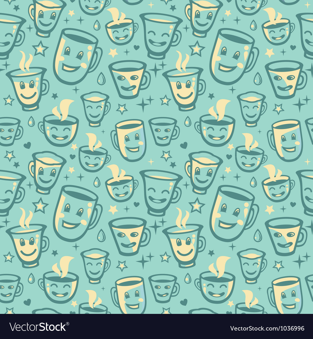 Seamless pattern with tea cups Royalty Free Vector Image