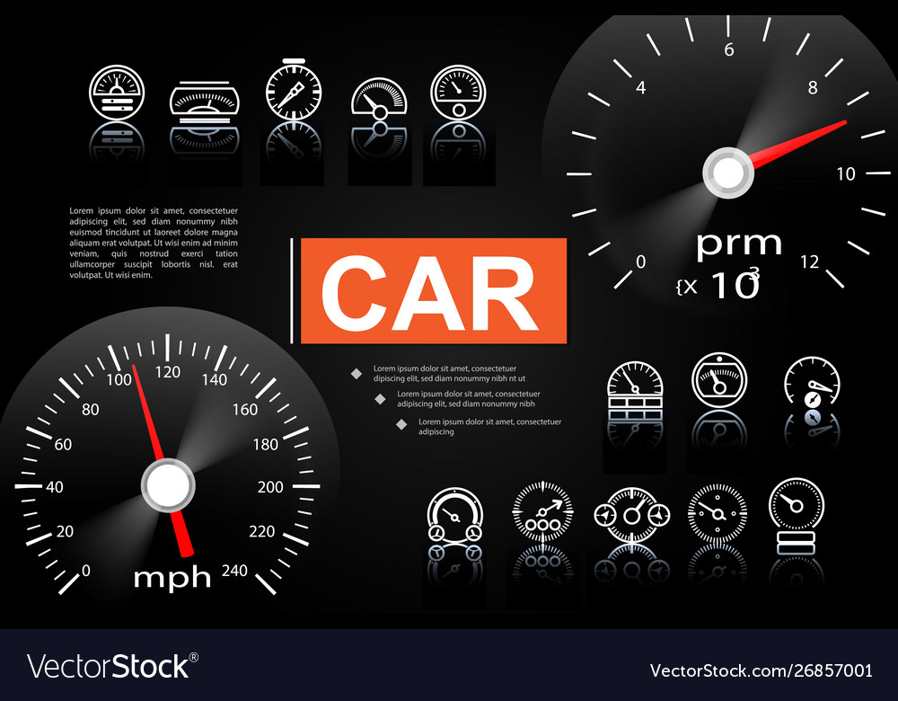 Car dashboard elements concept Royalty Free Vector Image
