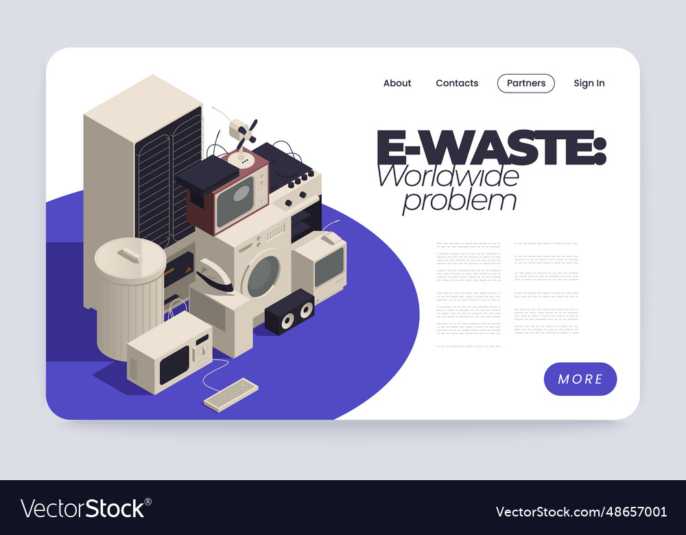 E-waste management website Royalty Free Vector Image
