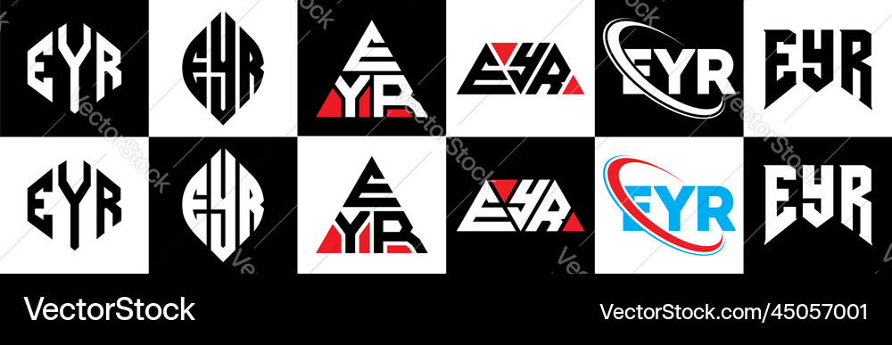 Eyr letter logo design in six style polygon Vector Image