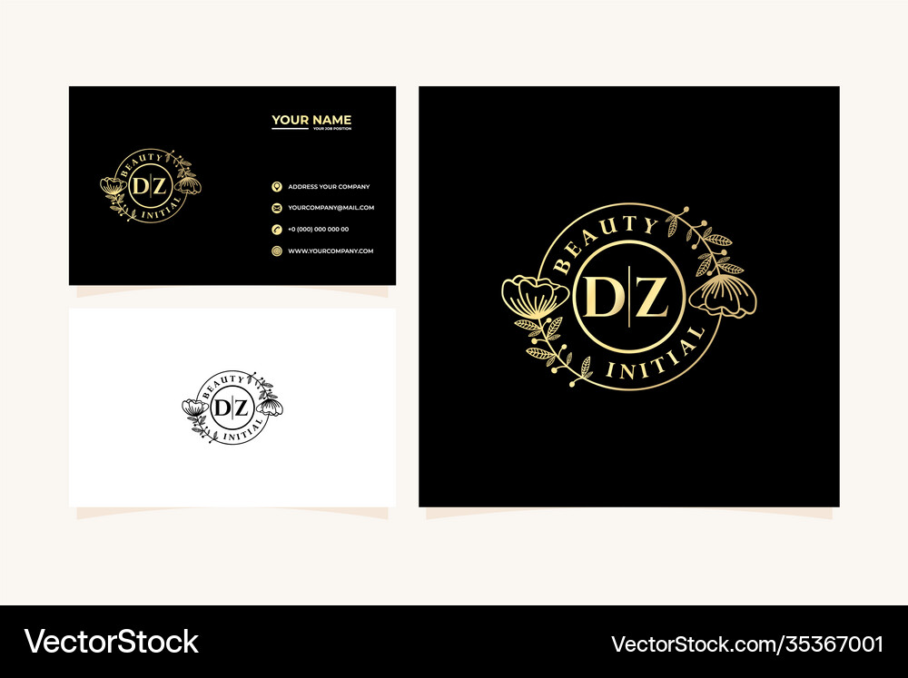 Initial dz letters hand drawn feminine and floral Vector Image