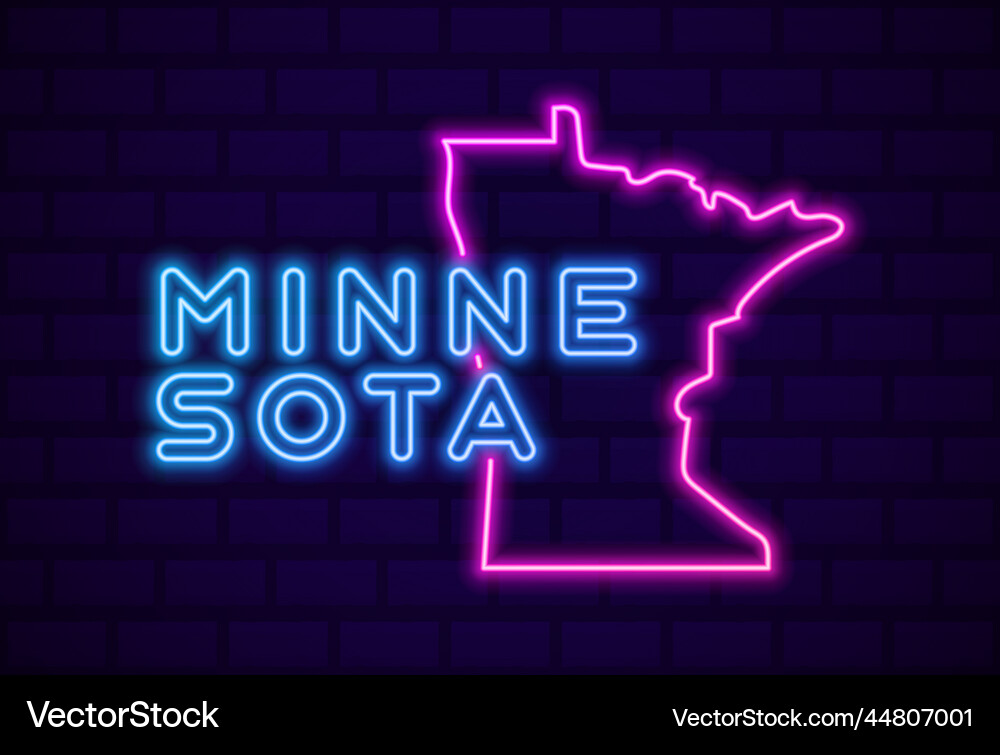Minnesota us state glowing neon lamp sign Vector Image