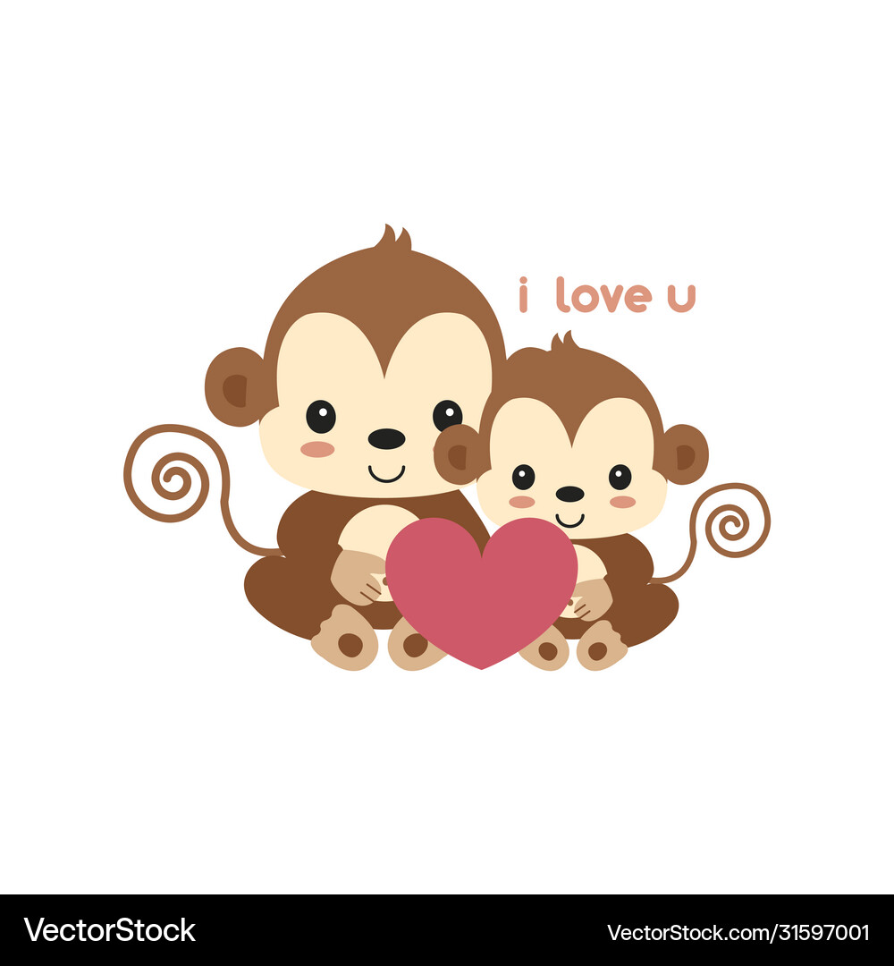 Mom and bamonkey cartoon Royalty Free Vector Image