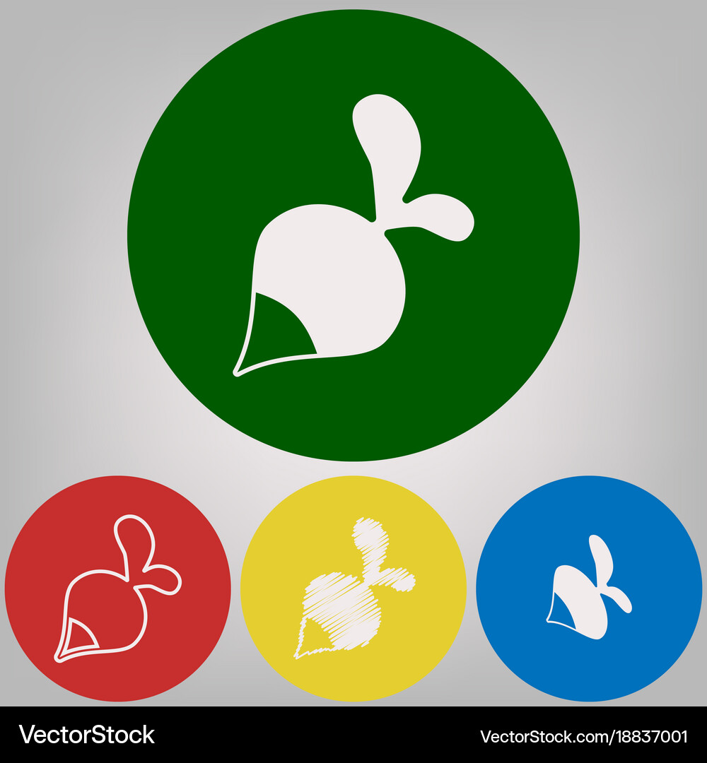 Radish simple sign 4 white styles icon Royalty Free Vector