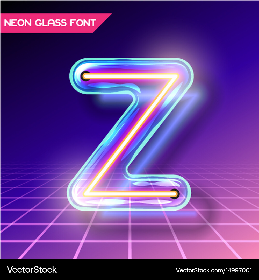 Retro glass neon font Royalty Free Vector Image