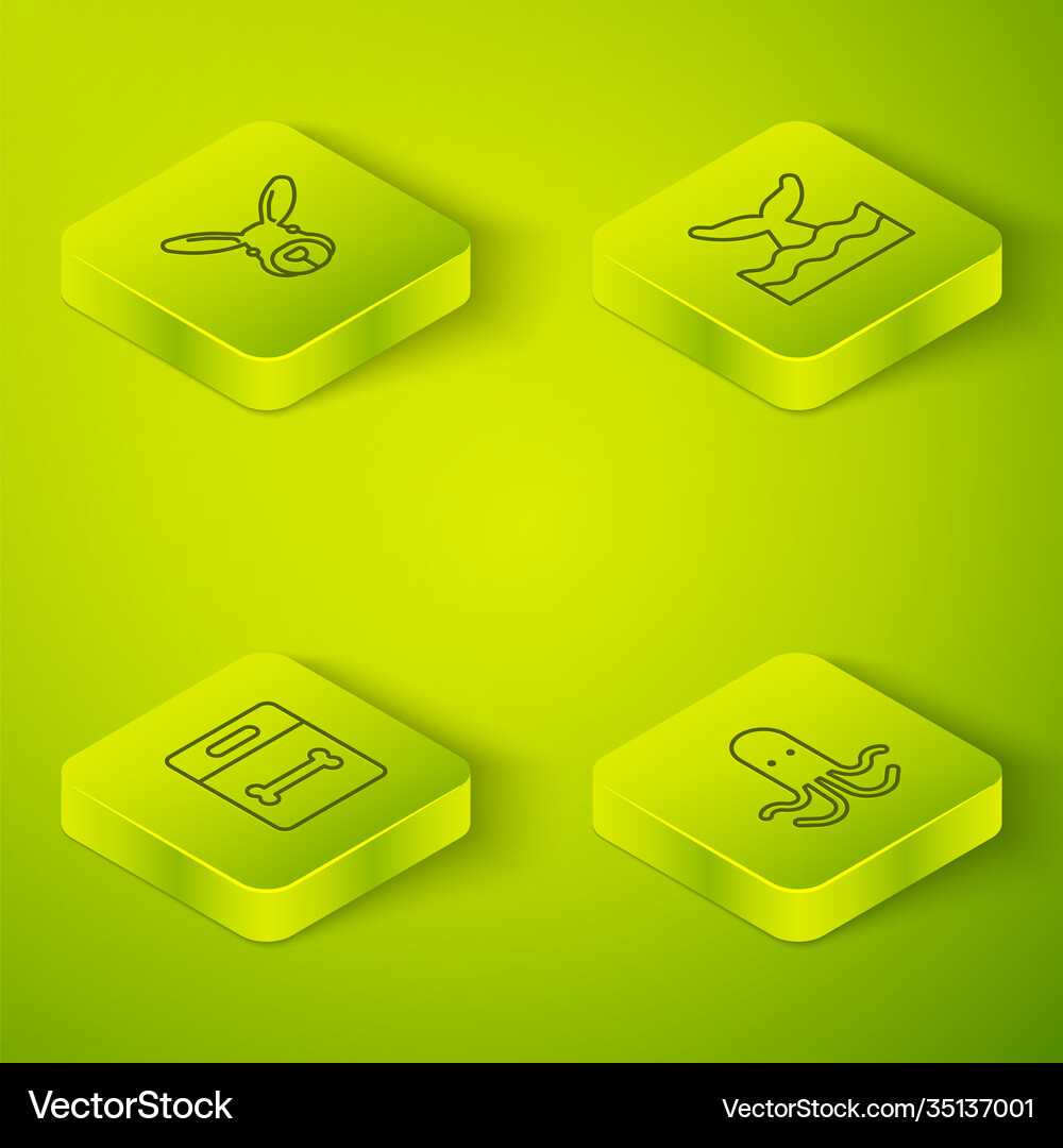 Set isometric whale tail in ocean wave dog bone Vector Image