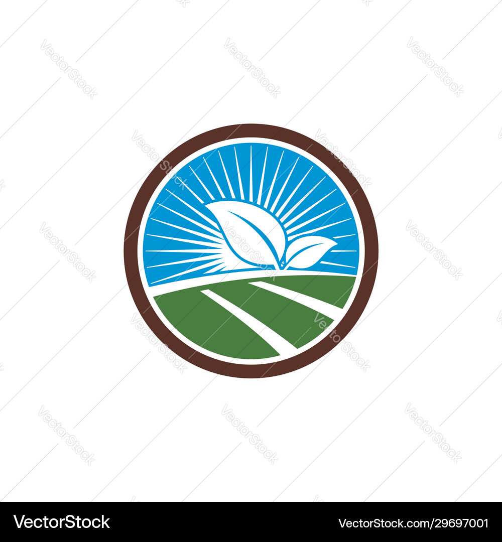 Sunshine farm field logo template design eps 10 Vector Image
