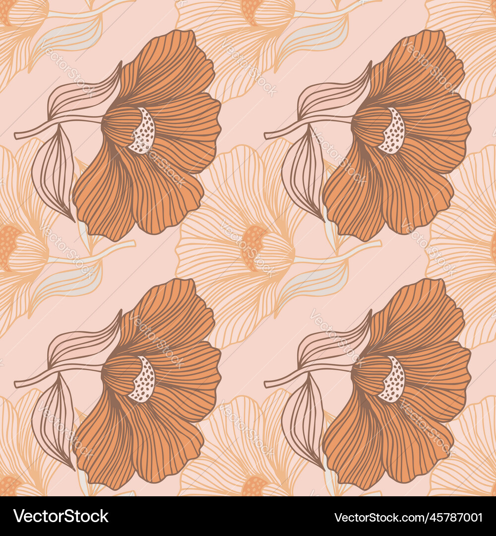 Vintage outline flower endless background Vector Image