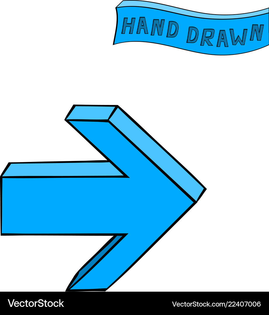 Blue arrow next straight sign hand drawn sketch Vector Image