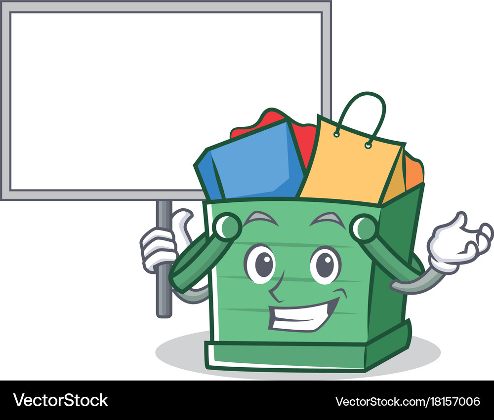 Bring board shopping basket character cartoon Vector Image
