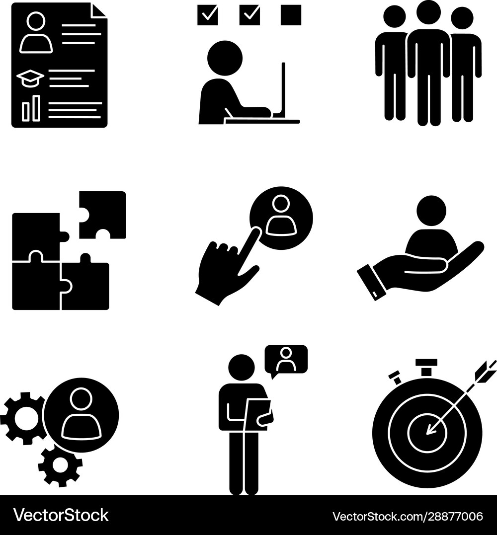 Business management glyph icons set Royalty Free Vector