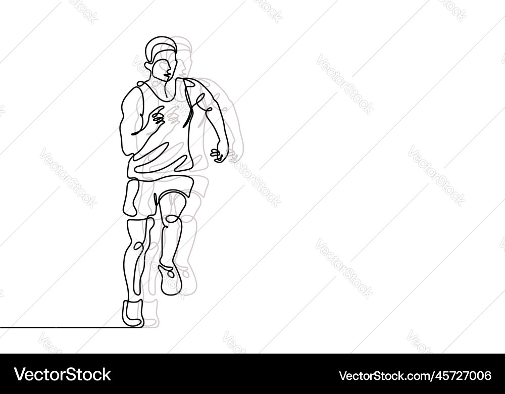 Continuous line drawing of runner minimalist Vector Image