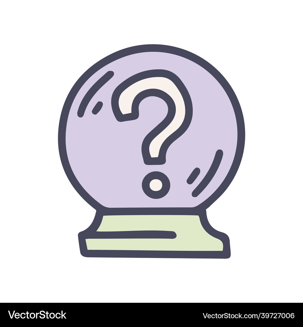 Crystal ball answers color doodle simple Vector Image