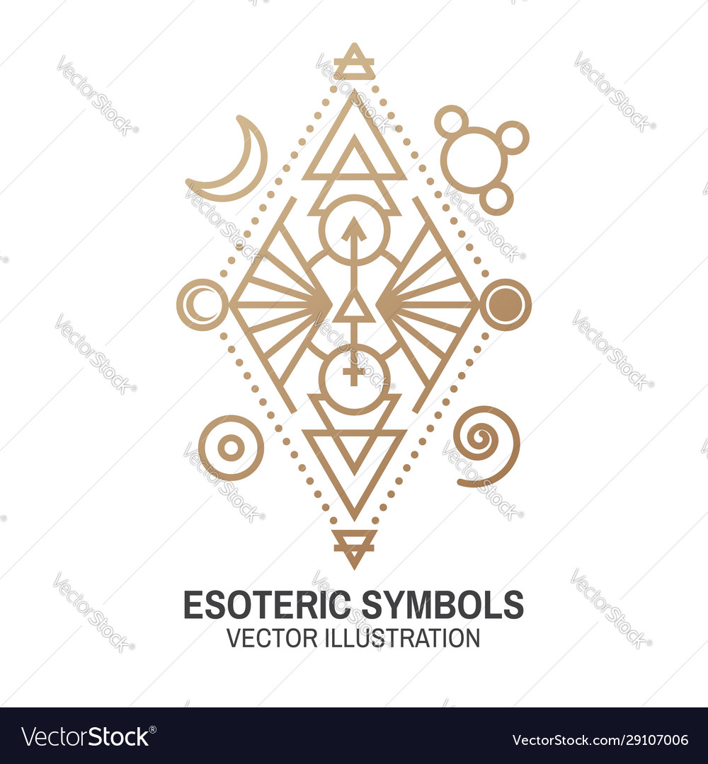 Esoteric symbols thin line geometric Royalty Free Vector